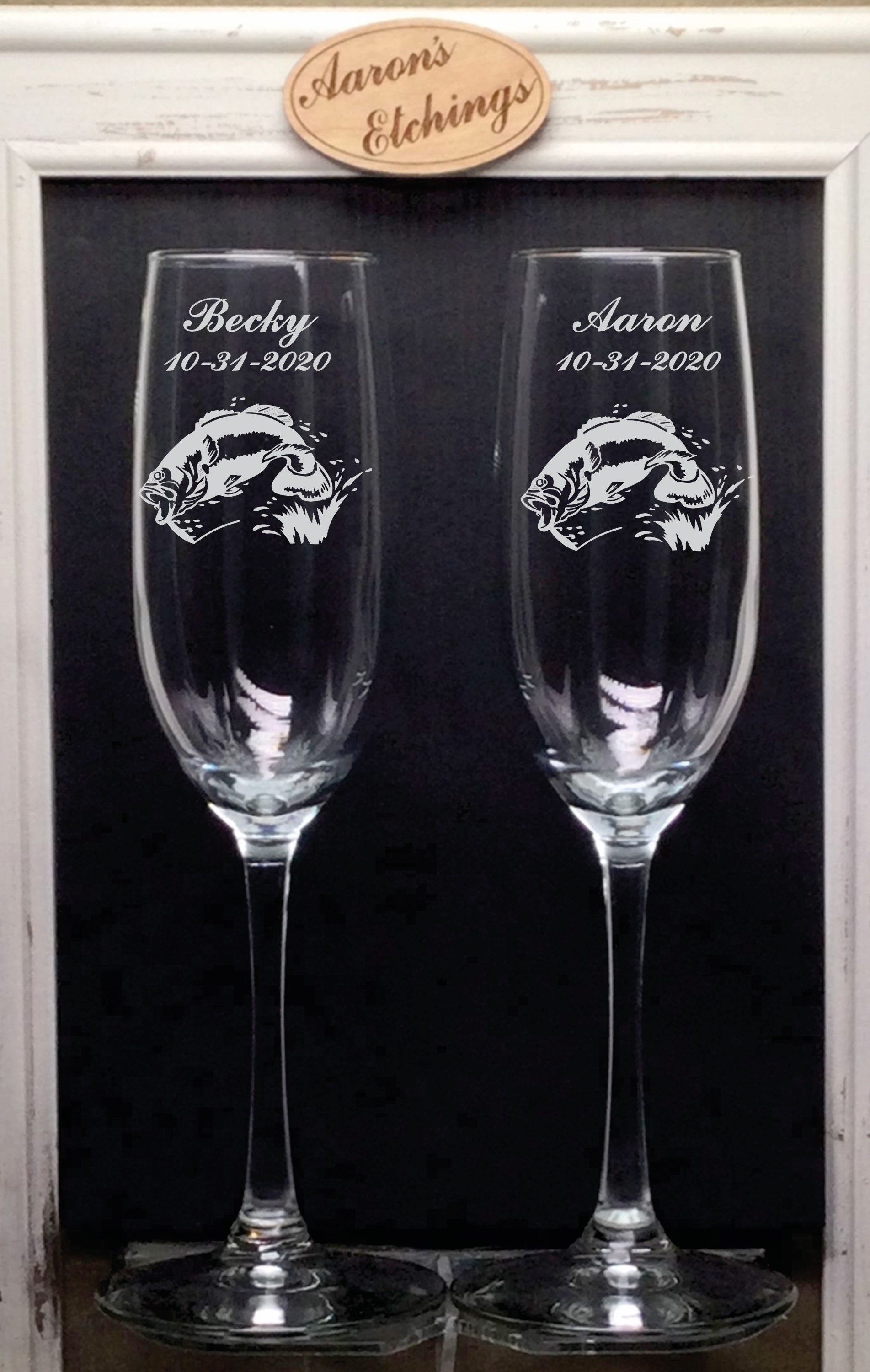 Fisherman Angler Bass Wedding Cake Knife and Server & Champagne Glass ...