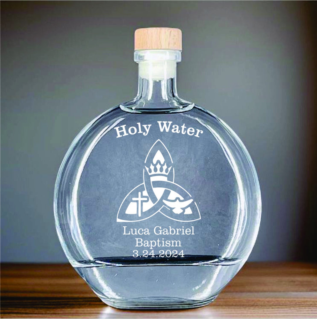 Personalized Elegant Catholic Trinity Holy Water Etched 8.5 Oz. Glass ...