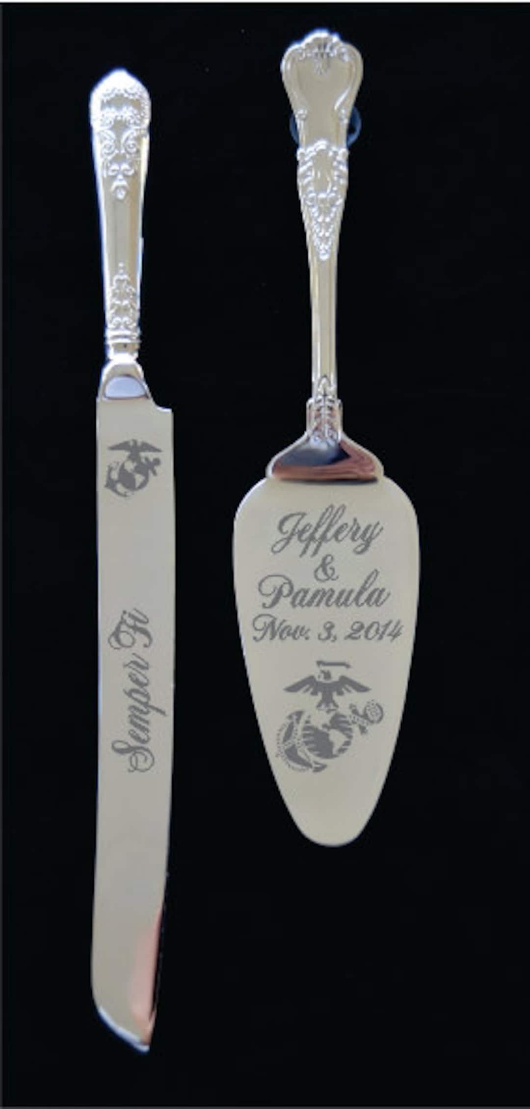 Marine Wedding Cake Knife and Server With Names and Date FREE - Etsy