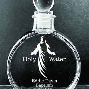 Personalized Elegant Catholic Jesus Holy Water Etched 6 Oz. Etched ...