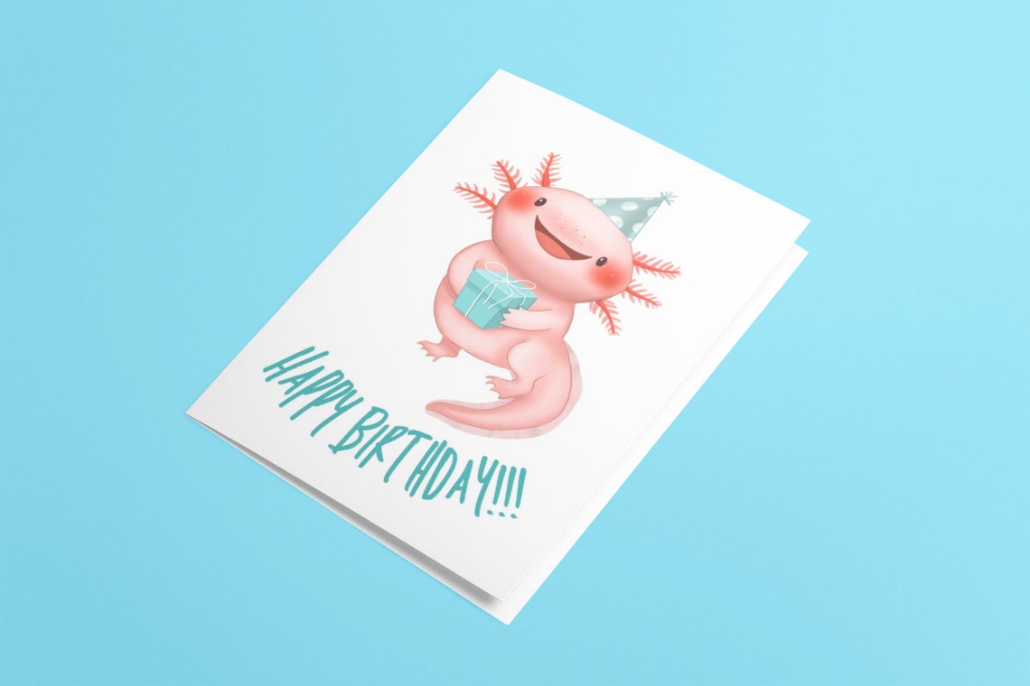 Axolotl Birthday Card PRINTABLE Digital Download Greeting | Etsy