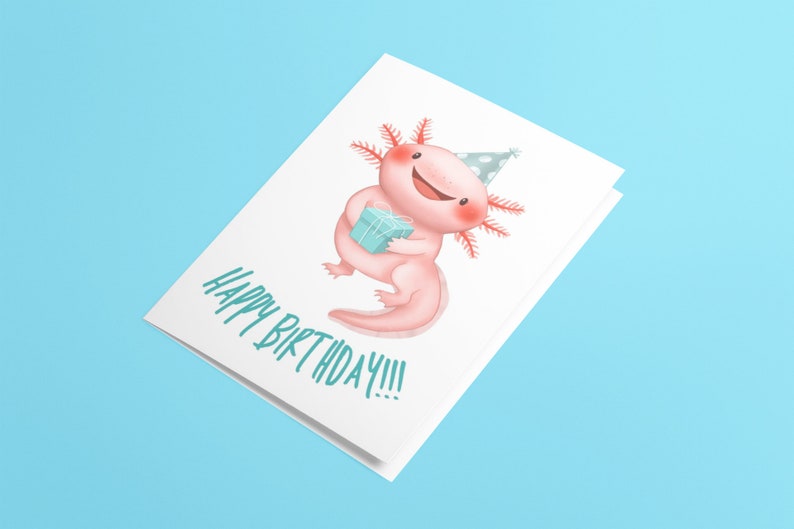 Axolotl Birthday Card PRINTABLE Digital Download Greeting | Etsy