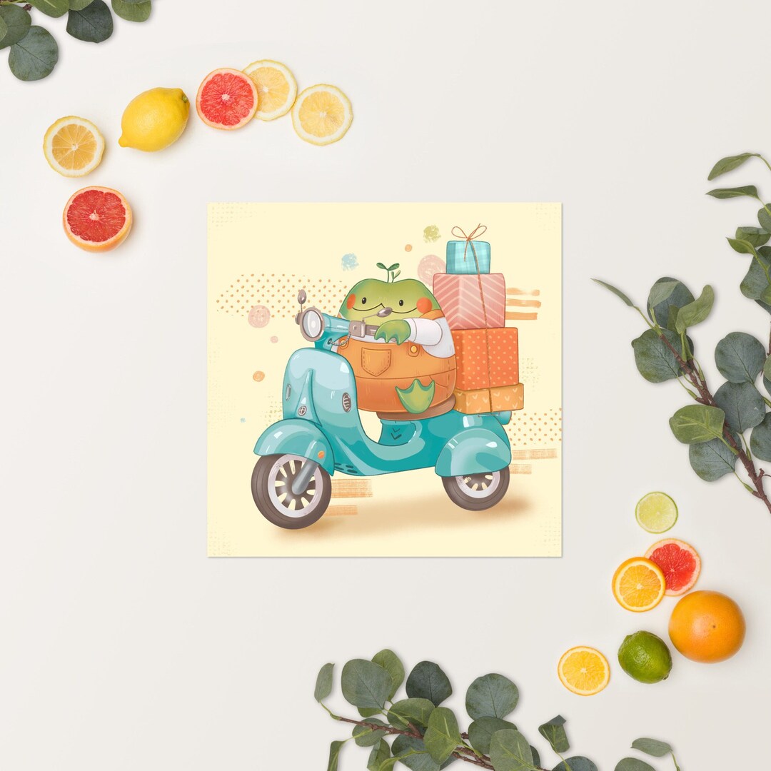 Smol Frog on a Moped Scooter Poster, Frog Nursery Print, Frog Lover ...