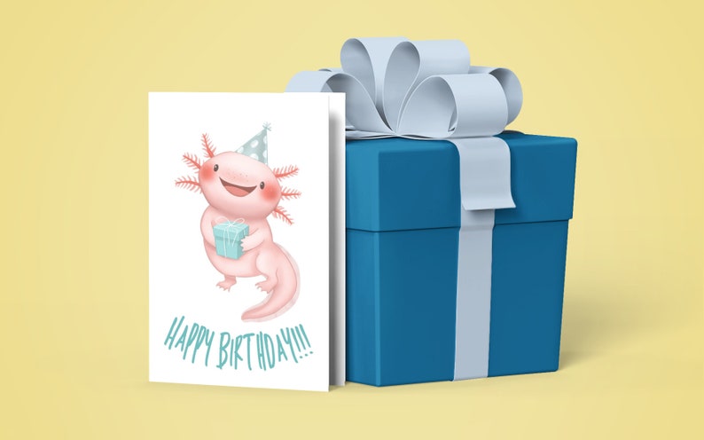 Axolotl Birthday Card PRINTABLE Digital Download Greeting | Etsy
