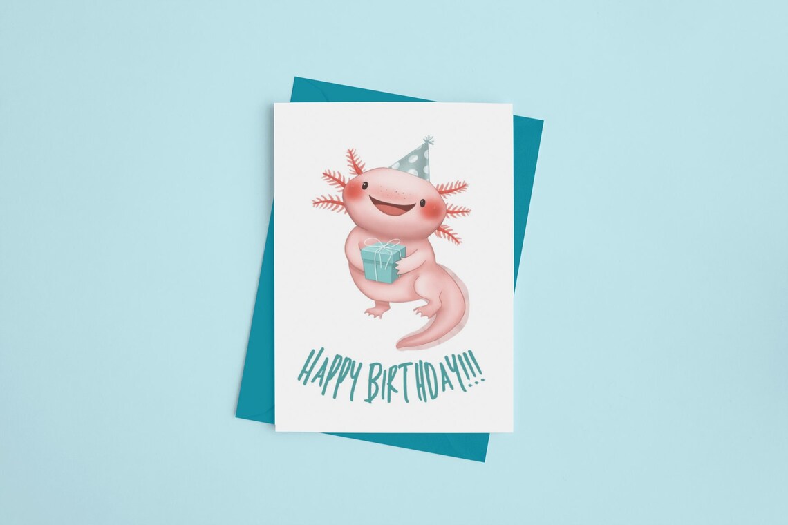 Axolotl Birthday Card PRINTABLE Digital Download Greeting | Etsy