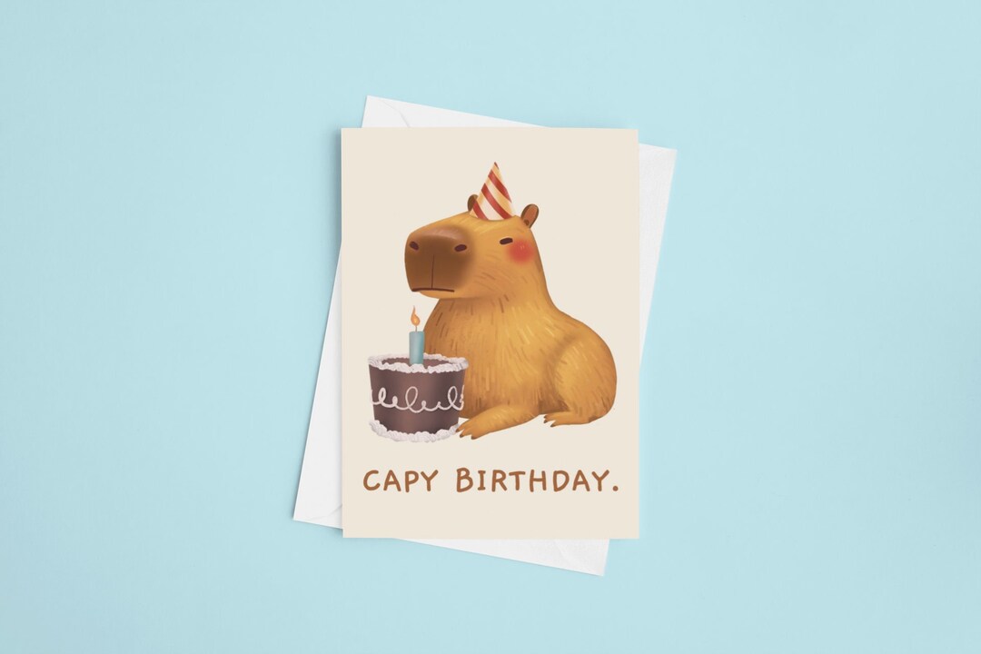 Capybara Birthday Card PRINTABLE Digital Download Greeting Card Happy ...