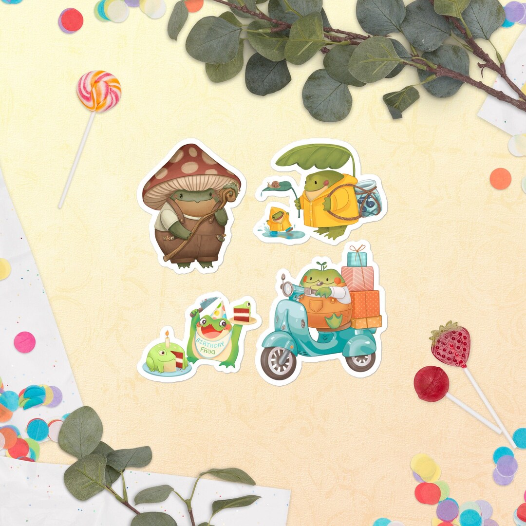 Cute Frog Sticker Pack, Frog Stickers, Toad and Frog, Fat Frog Sticker ...