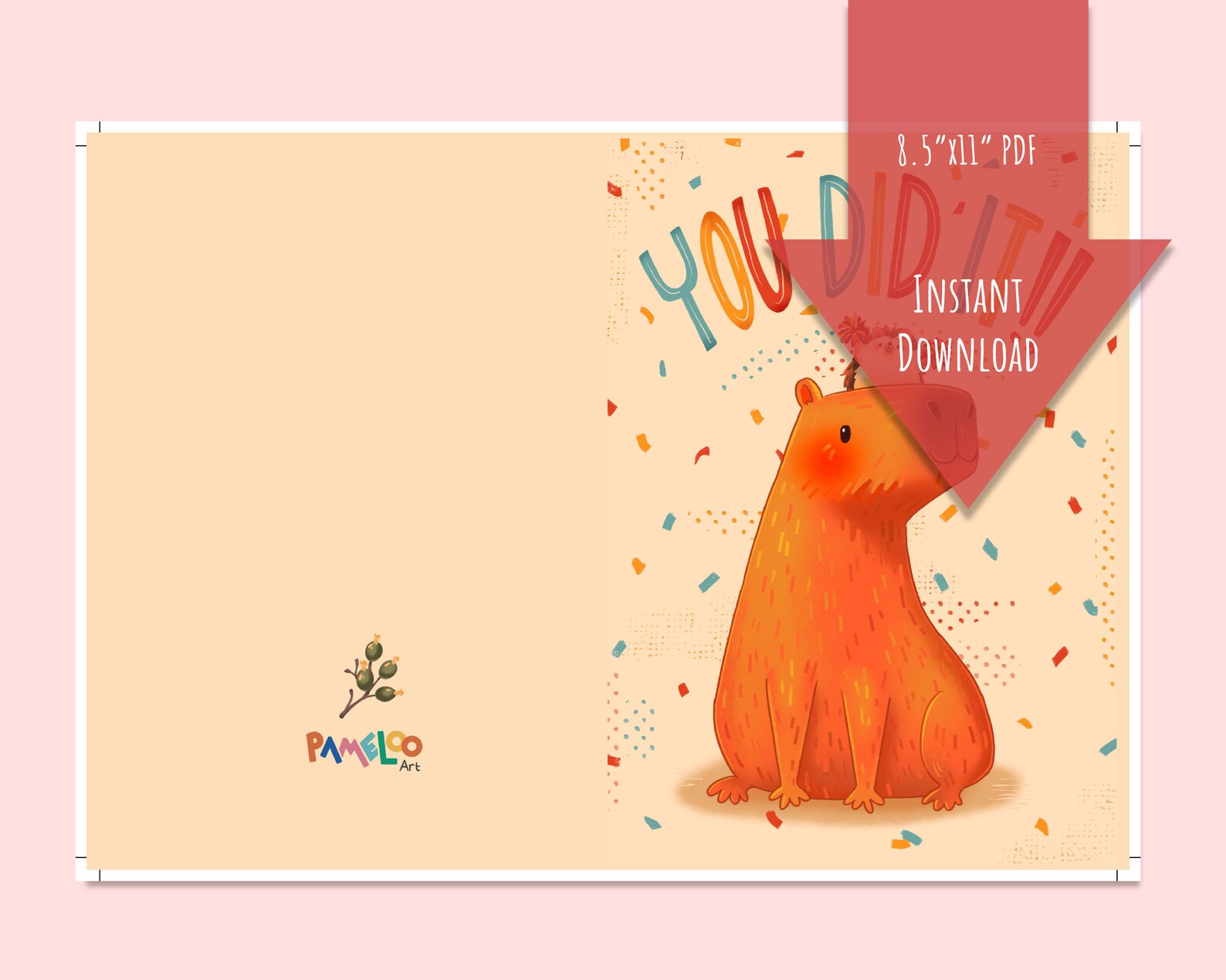 Capybara Graduation Card PRINTABLE Digital Download Greeting Card ...