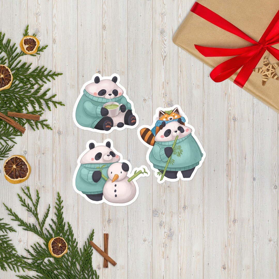 Panda Stickers Christmas Sticker Pack Journal Stickers Planner Stickers ...