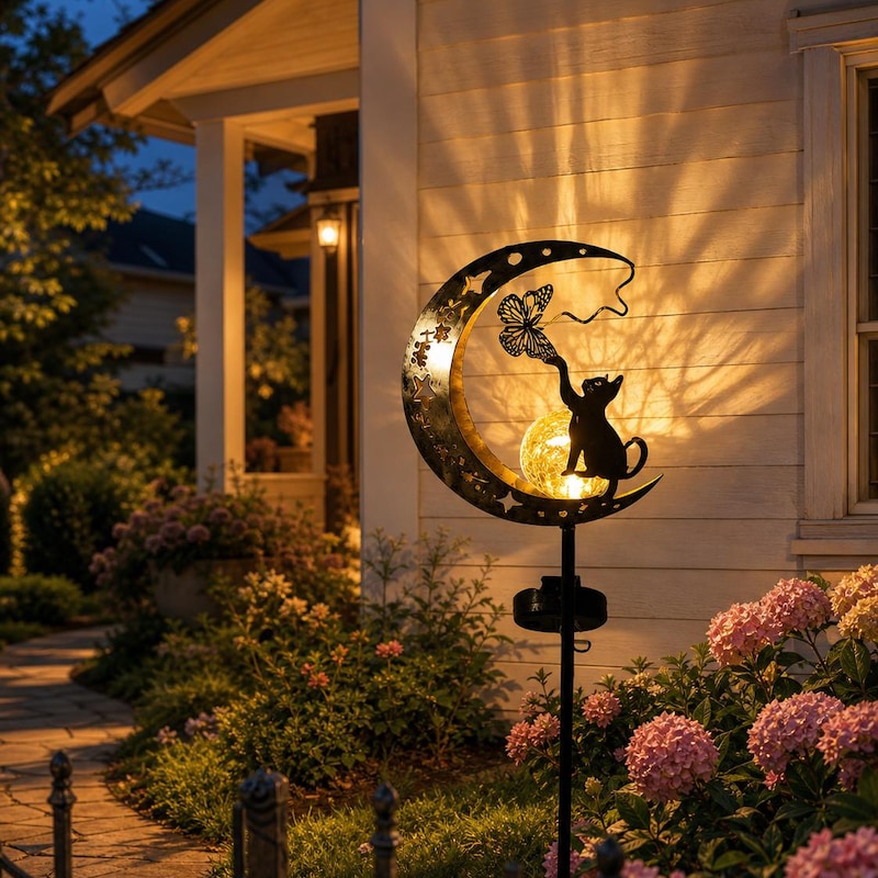 Solar Garden Decor Cat - Etsy