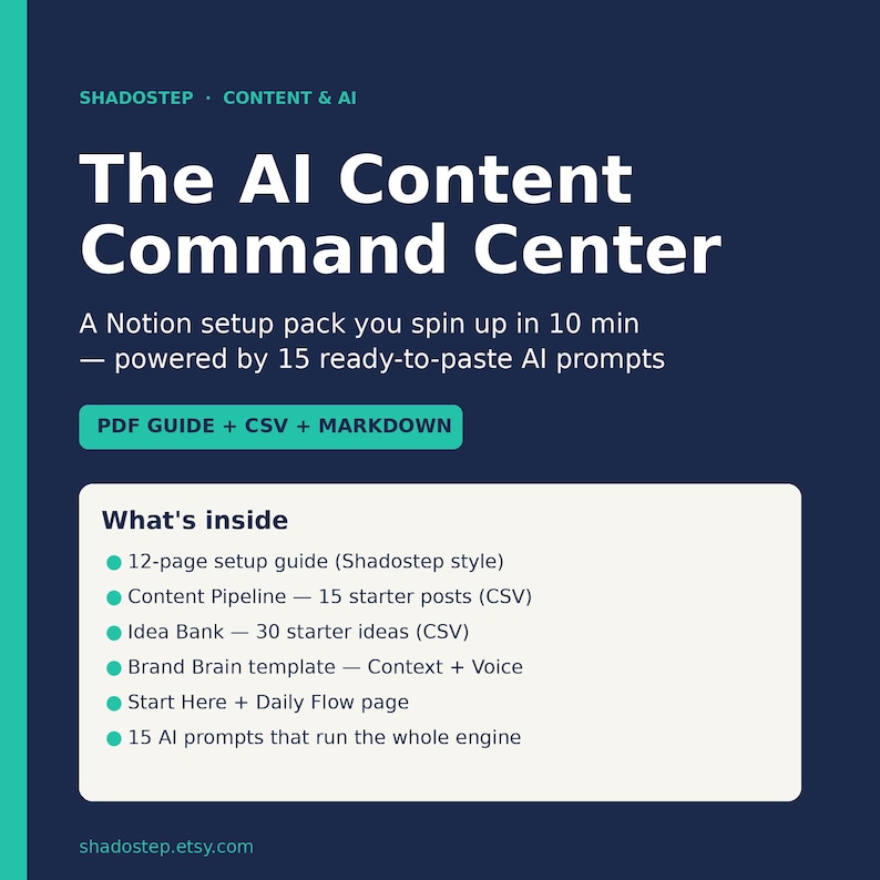 Notion Content Planner With AI Prompts | Idea Bank, Calendar, Pipeline ...