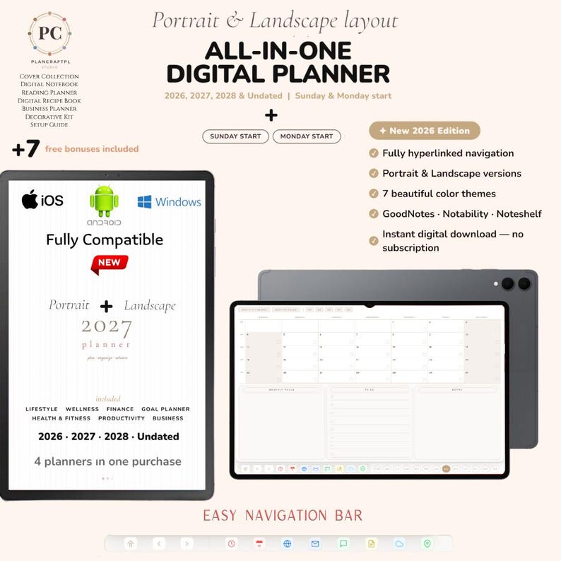 All-in-one Digital Planner 2026-2028 | Lavender Theme (digital Download ...