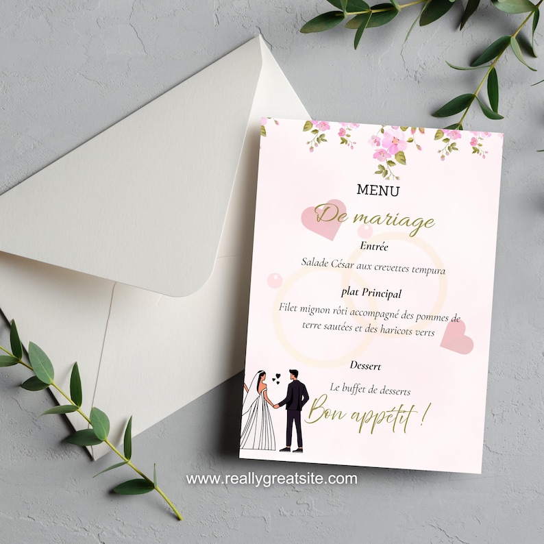 Editable Wedding Menu Template Using Canva Pro. - Etsy