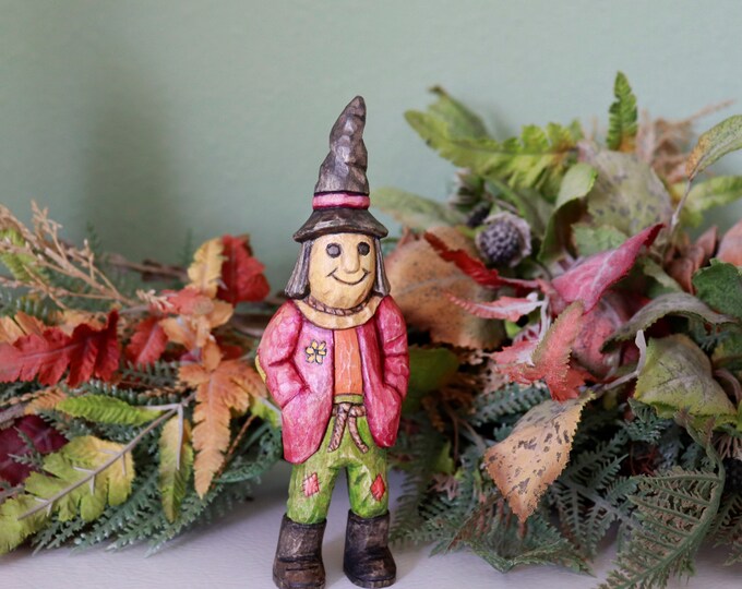 Collectible Witch Scarecrow Wood Carving Halloween Decorations - Etsy