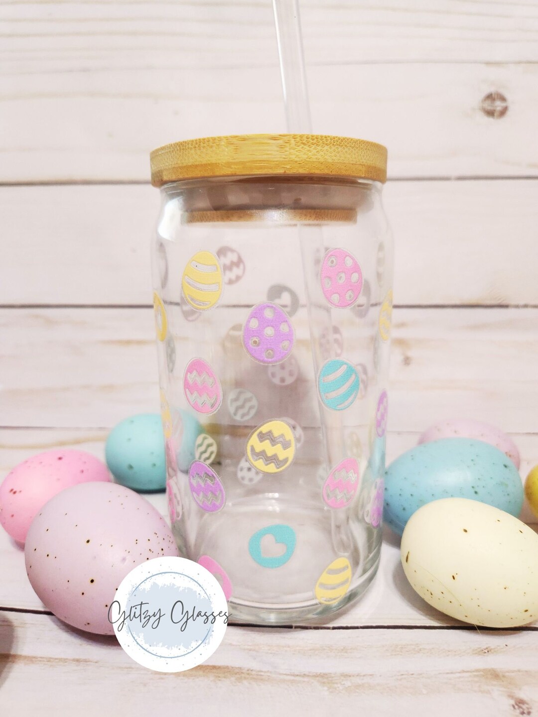 Easter Eggs Beer Can Glass, Easter Glass Can, Easter Coffee Glass Cup ...