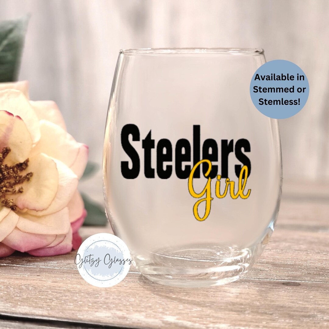 Pittsburgh Football Wine Glass, Sports Bar Wine Glass, Pittsburgh Wine ...