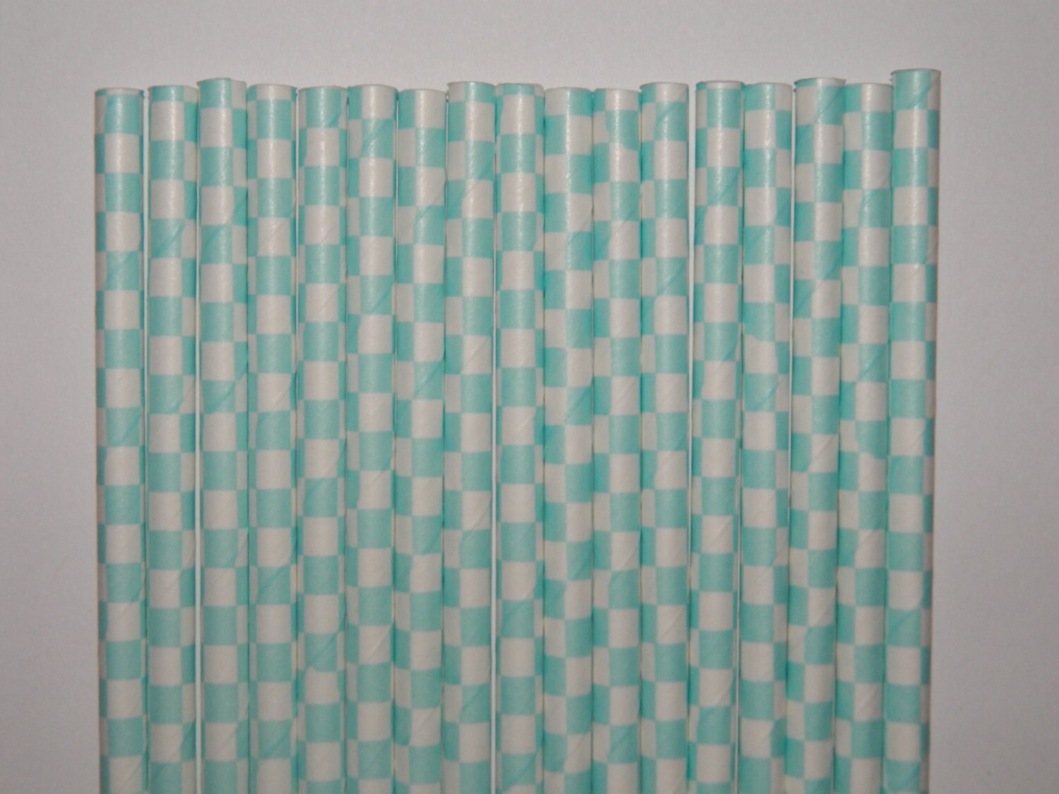 25 Light Blue and White Square Checkered Paper Straws - Etsy