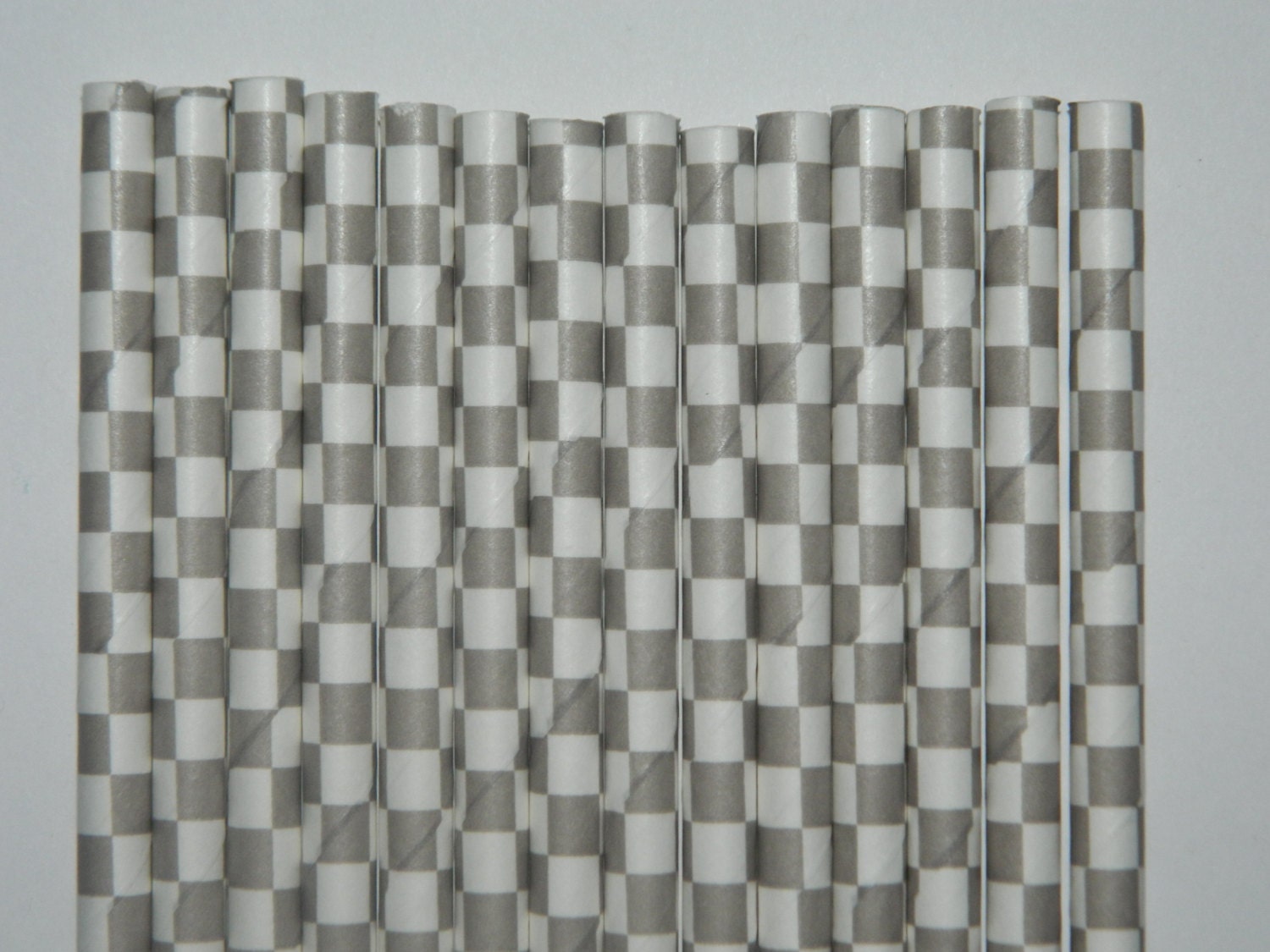 25 Light Grey and White Square Checkered Paper Straws - Etsy