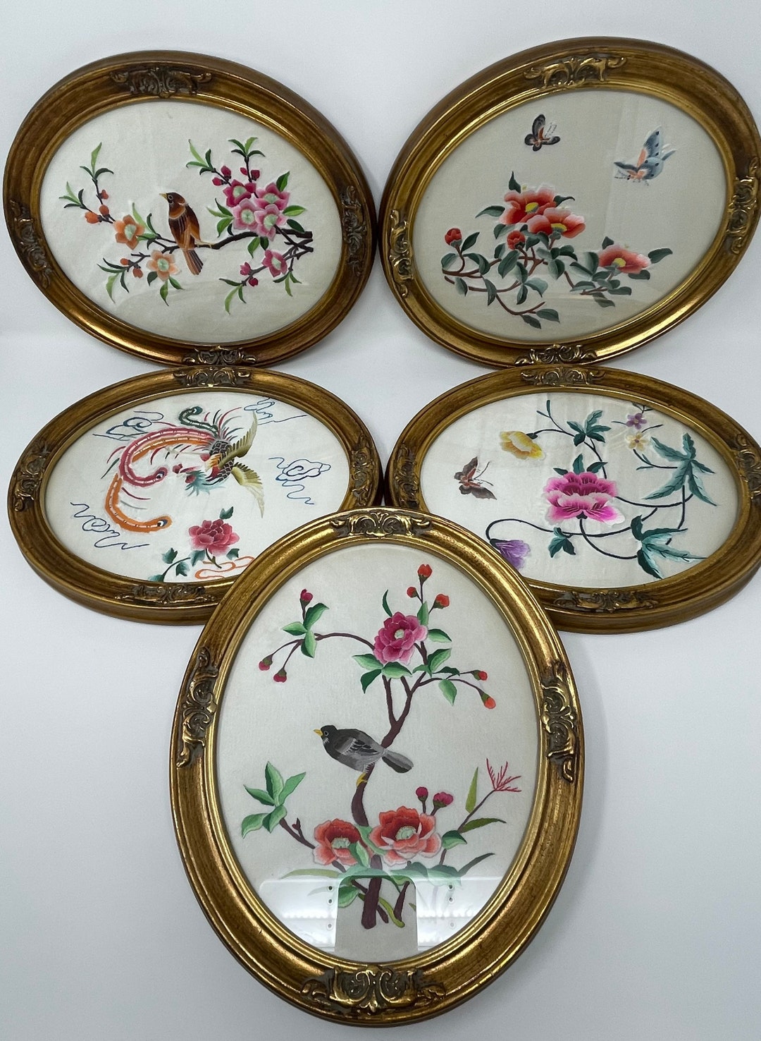 Framed Silk Embroidery Art, Wall Art Collection, Asian Influenced Art ...