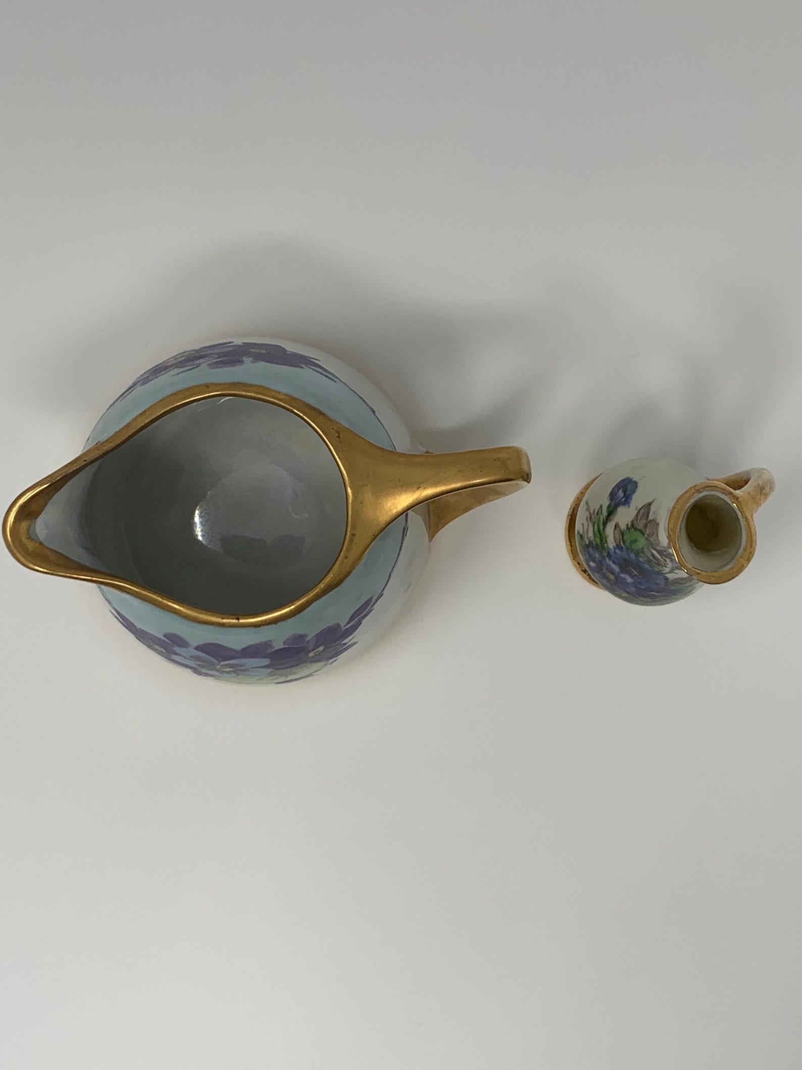 Two Vintage Cream Pitchers floral Pattern Hand Painted With - Etsy