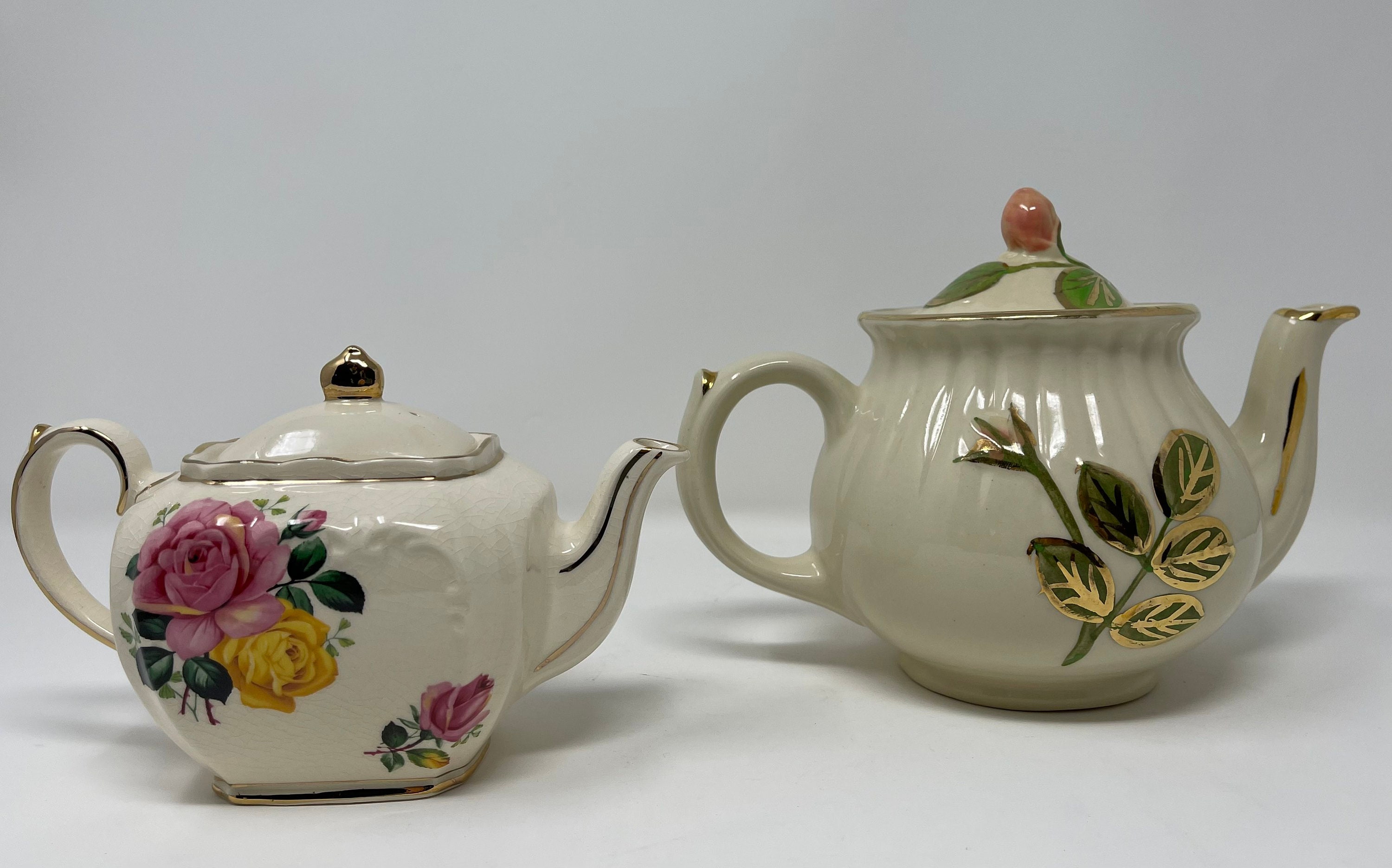 Vintage Teapots Porcelain Teapots Cream Colored Teapots With - Etsy