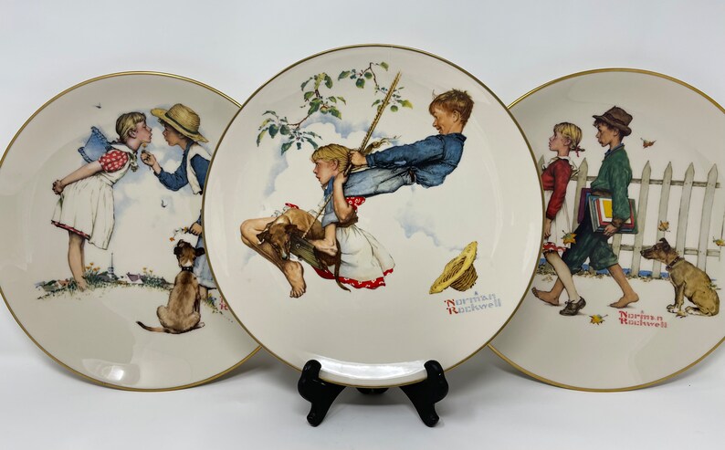Three Vintage Plates by Norman Rockwell, Display Plates, Decorative ...