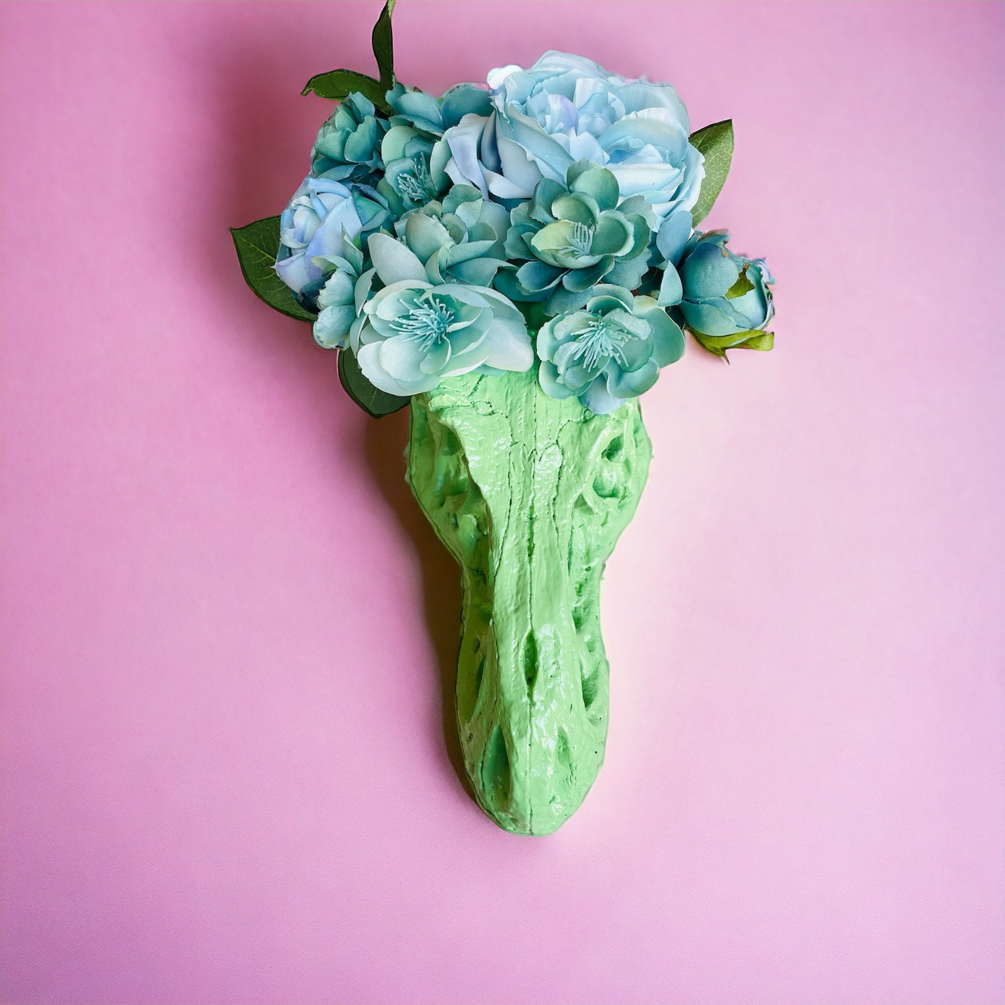 Dinosaur Floral Skulls T-rex Flower Decor Skull With Stand - Etsy