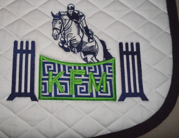 Custom English Embroidered Saddle Pad Monogram Applique - Etsy