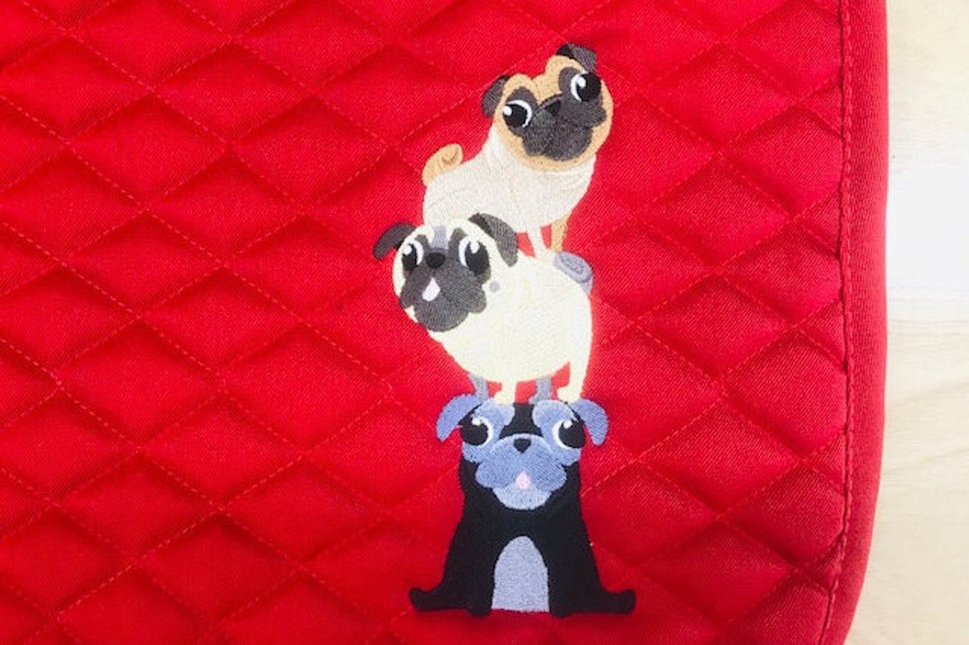 Pug Dog Stack Fun, Cute and Unique Custom English Embroidered Horse ...