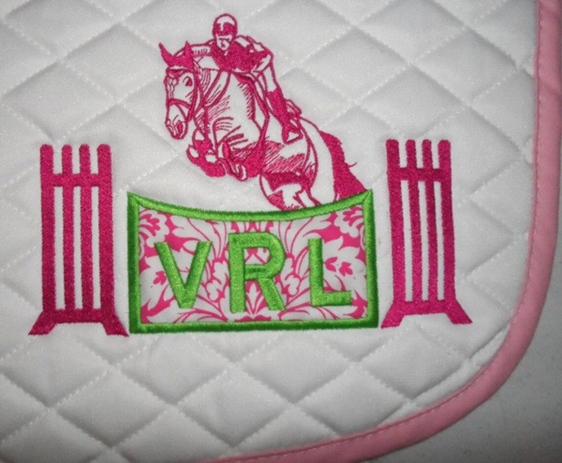 Custom English Embroidered Saddle Pad Monogram Applique - Etsy
