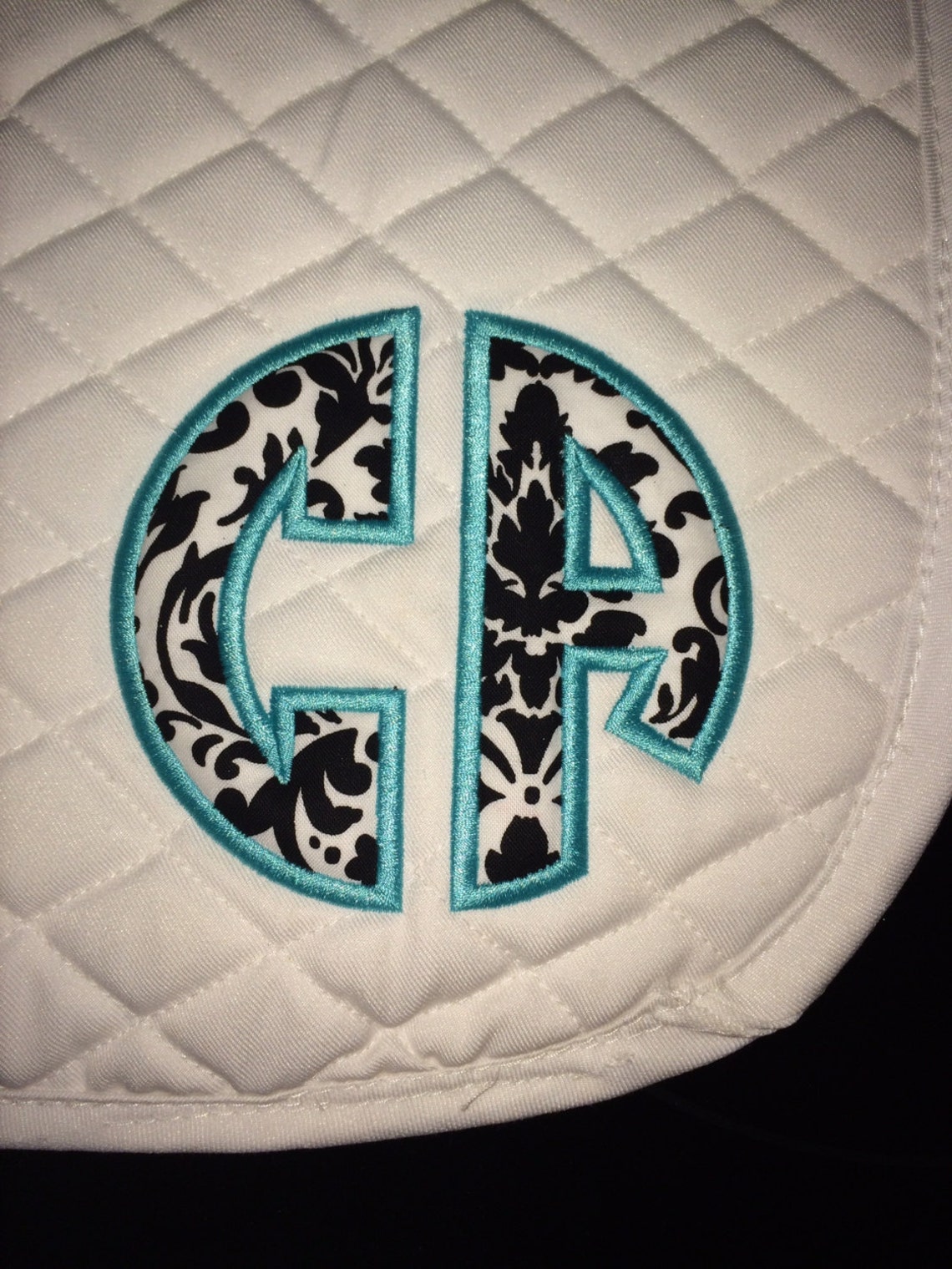 Custom English Embroidered Horse Saddle Pad Circle Monogram | Etsy