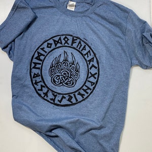 Bear Claw, Elder Futhark Rune Circle, HAND PRINTED T-SHIRT - Etsy