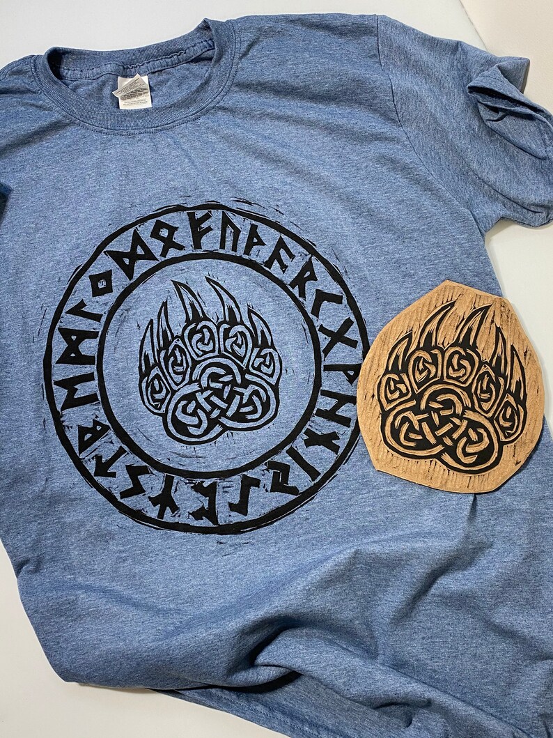 Bear Claw, Elder Futhark Rune Circle, HAND PRINTED T-SHIRT - Etsy