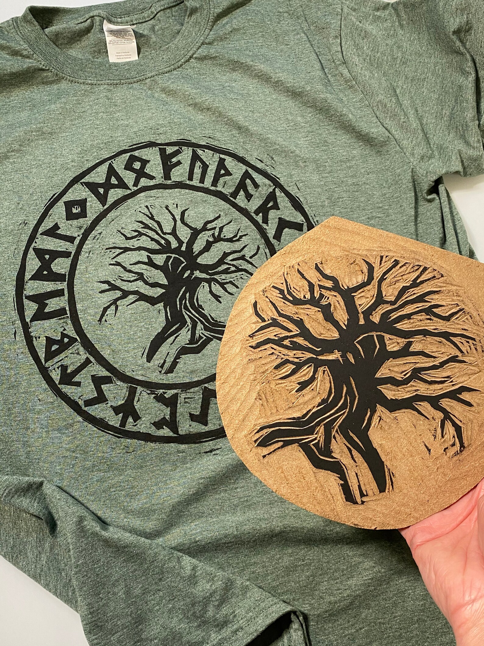 The World Tree, Elder Futhark Rune Circle, HAND PRINTED T-SHIRT - Etsy