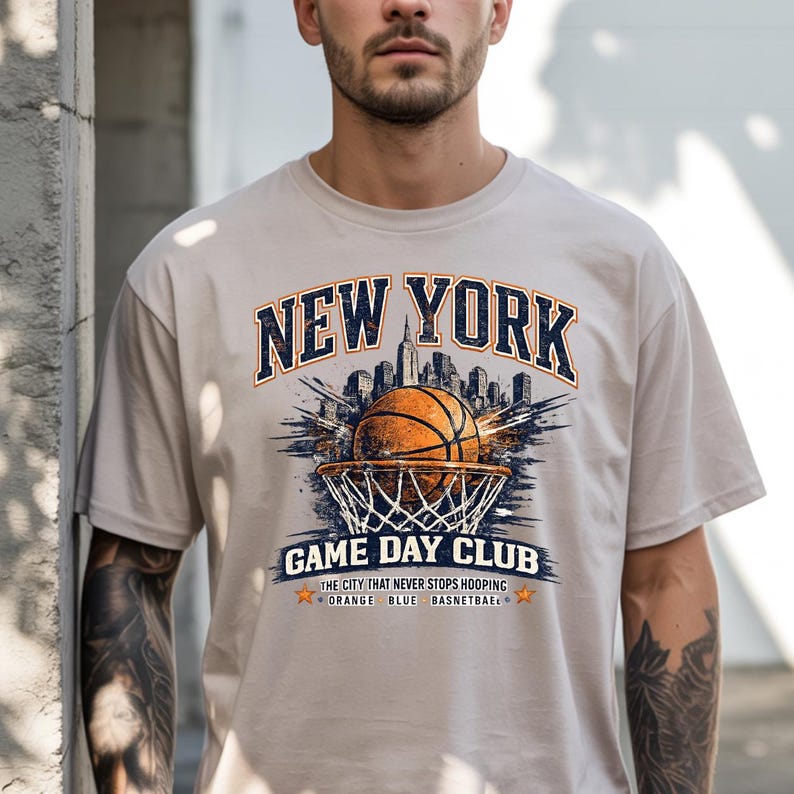 New York Knicks Graphic Tee, Retro Basketball Game Day Shirt - Etsy