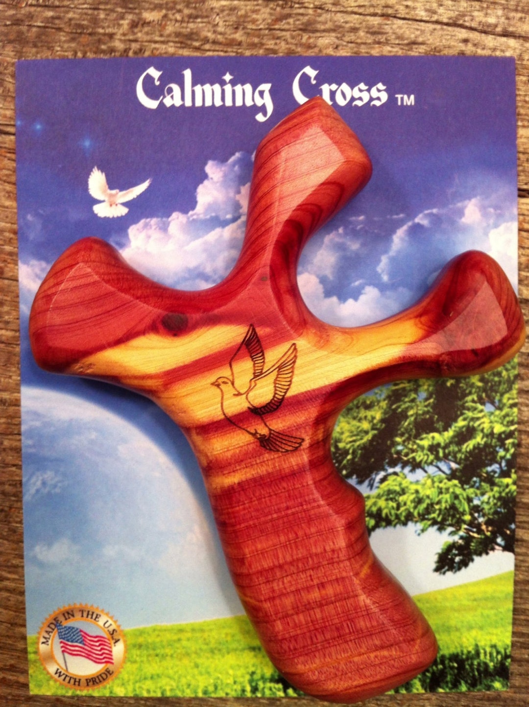 Cedar Calming Cross Angel With an Engraved Graphic - Etsy