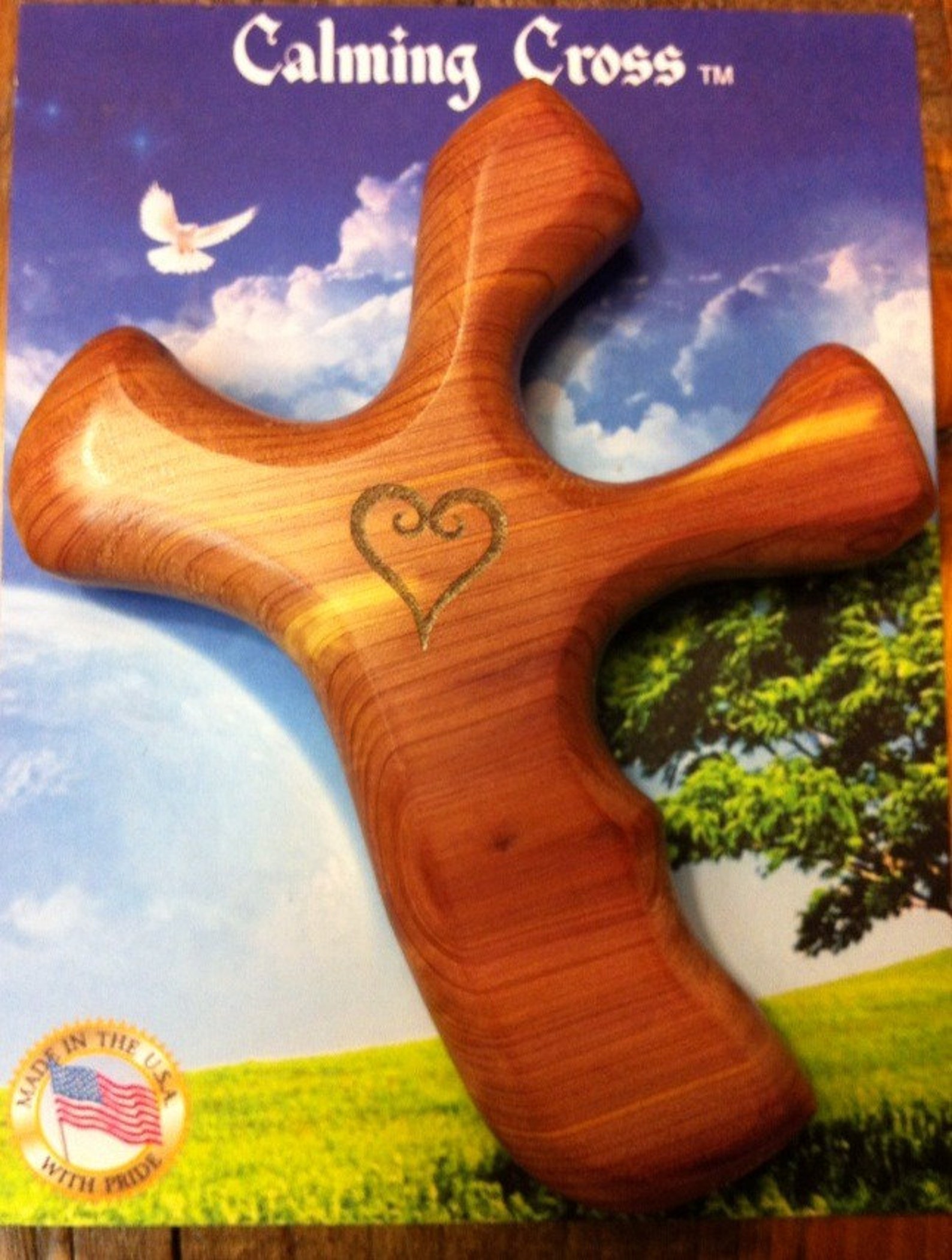 Cedar Calming Cross Angel With an Engraved Graphic - Etsy