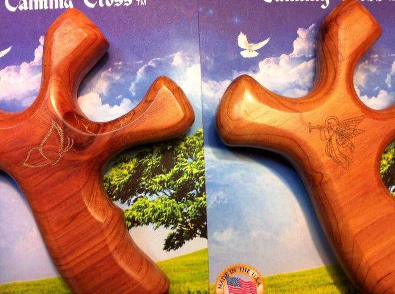 Cedar Calming Cross Angel With an Engraved Graphic - Etsy