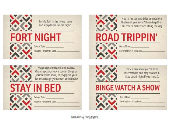 26 PRINTABLE Date Cards // Date Ideas // Date Night Ideas / | Etsy