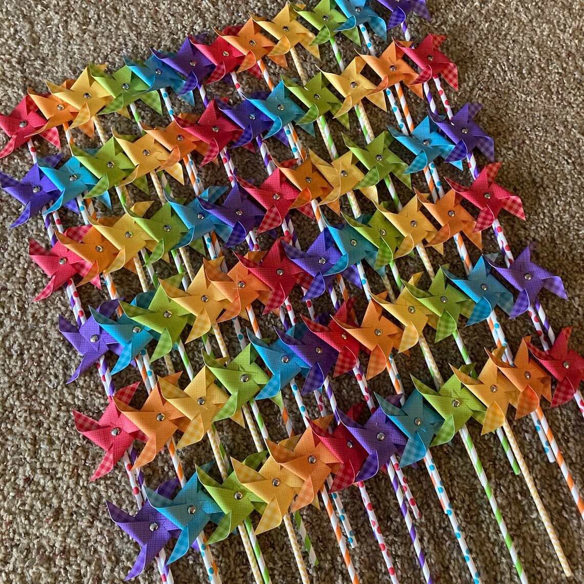 Paper Pinwheels / Rainbow Pinwheels / Non-spinning Paper - Etsy