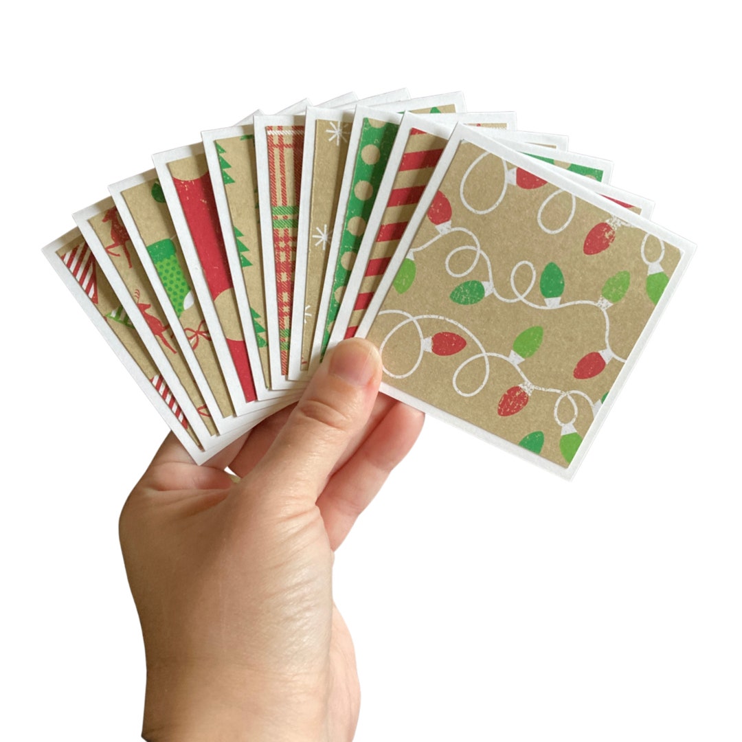 10 Mini Christmas Cards | 3x3 Mini Note Cards | Mini Notecard | Mini ...
