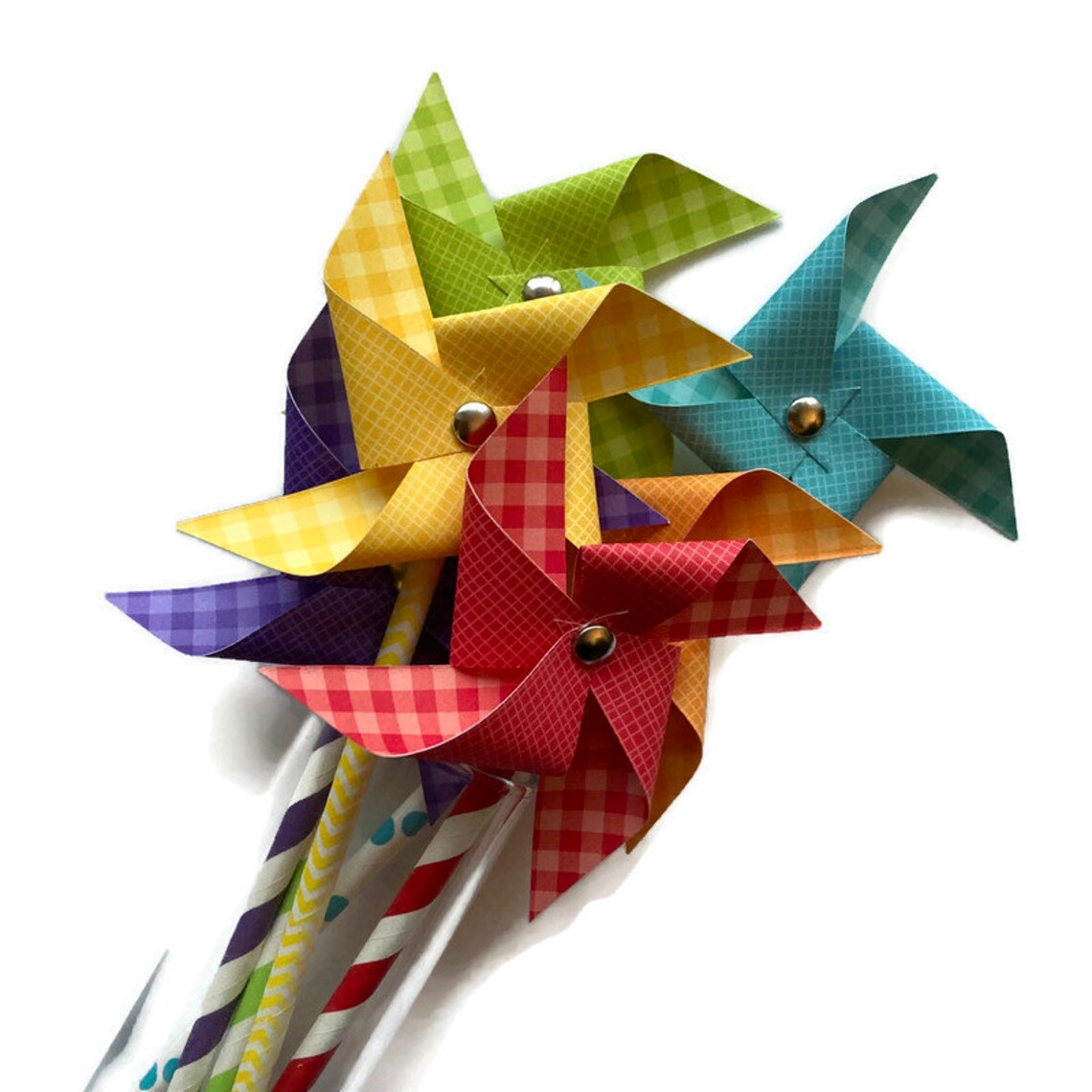 Paper Pinwheels / Rainbow Pinwheels / Non-spinning Paper - Etsy