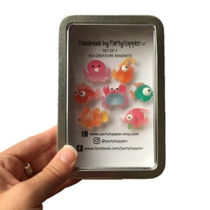 Sea Creature Magnets Tin Frosted Magnets Fridge Magnets Kawaii Magnets ...