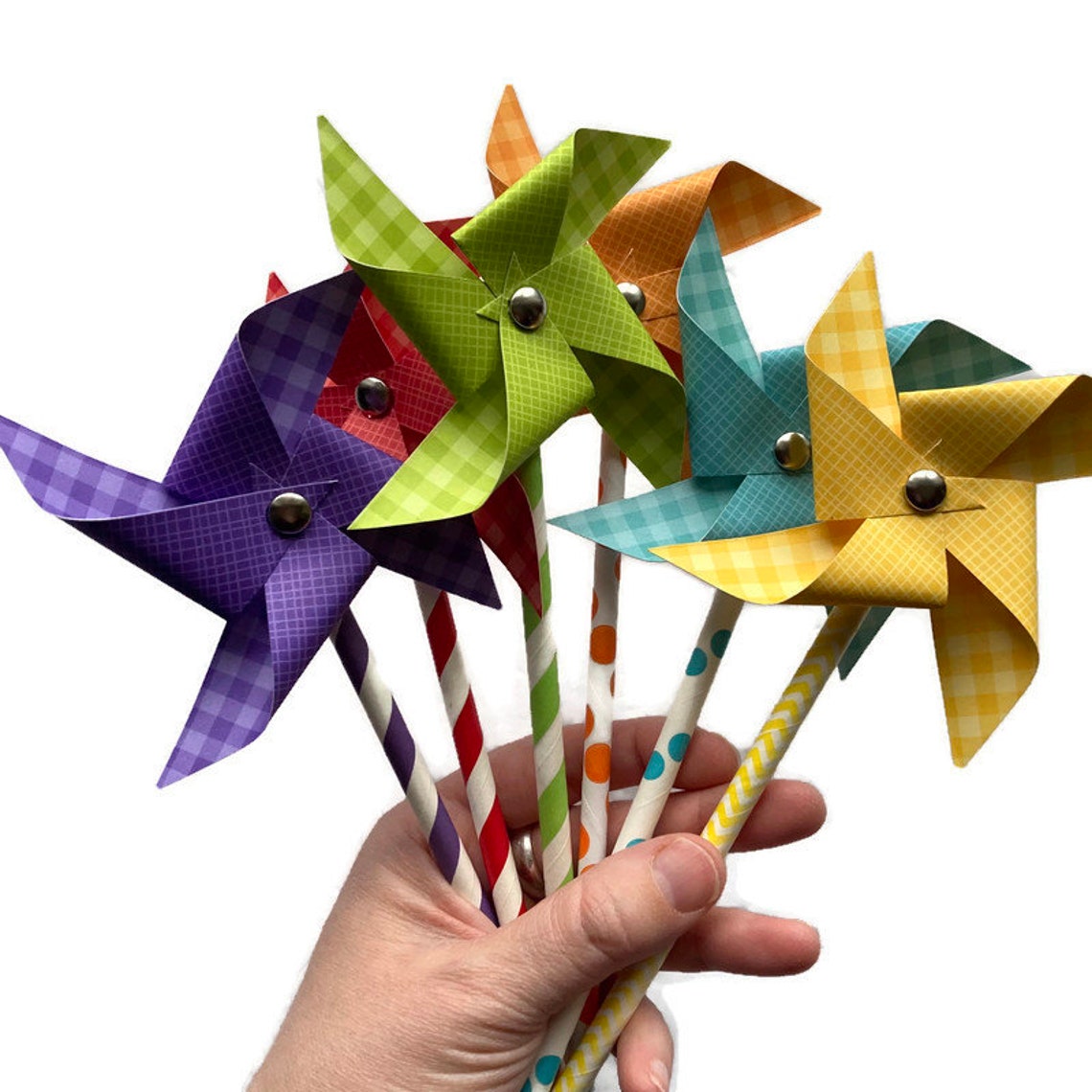 Paper Pinwheels / Rainbow Pinwheels / Non-spinning Paper - Etsy