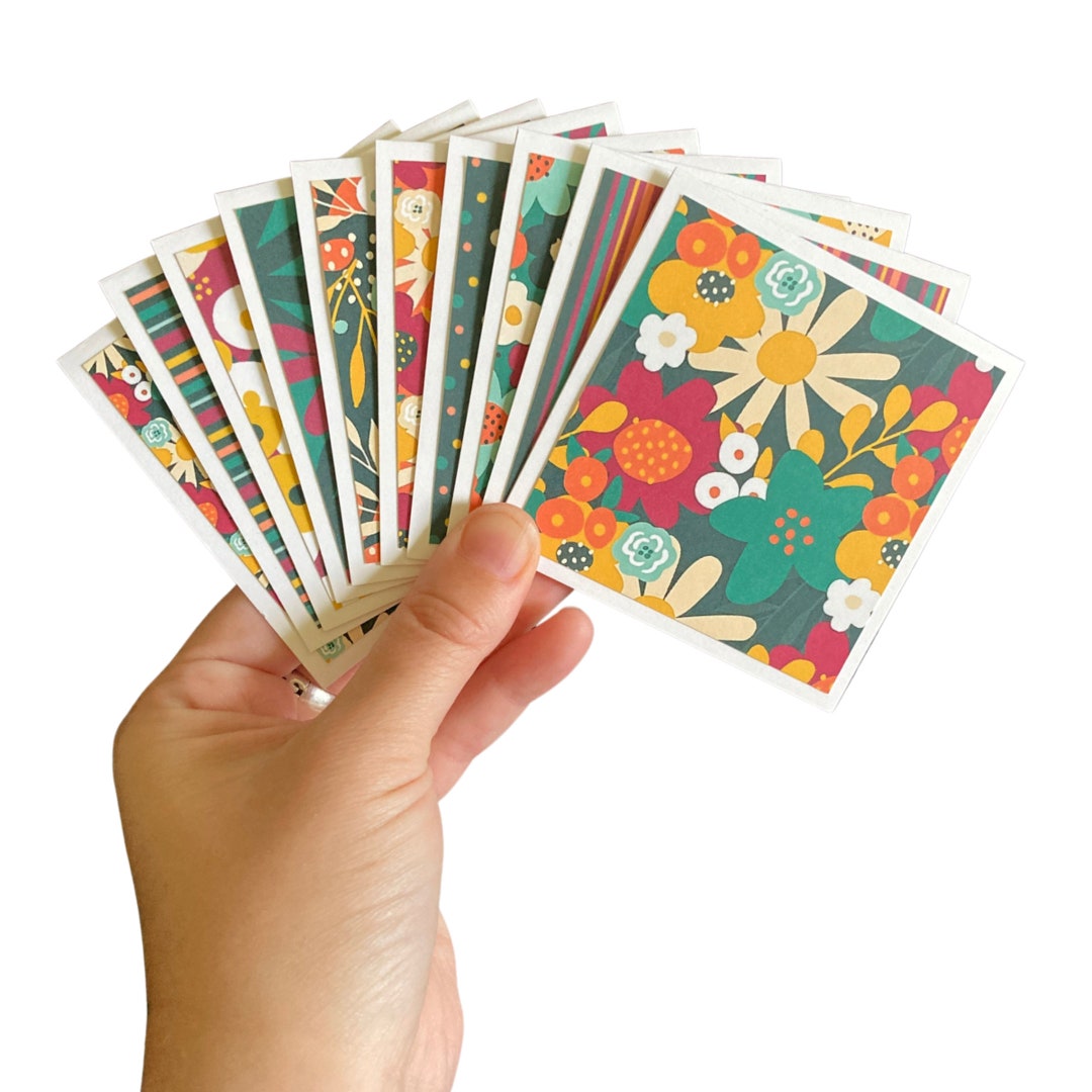 10 Mini Floral Cards | 3x3 Mini Note Cards | Mini Notecards | Cute ...