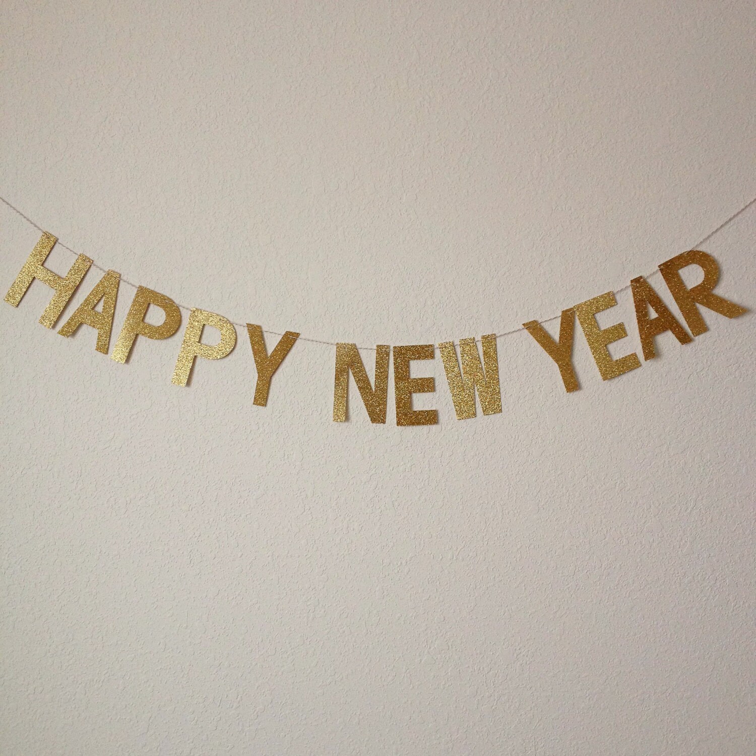 Glitter Happy New Year Banner // Glitter Banner // Gold Glitter Banner ...