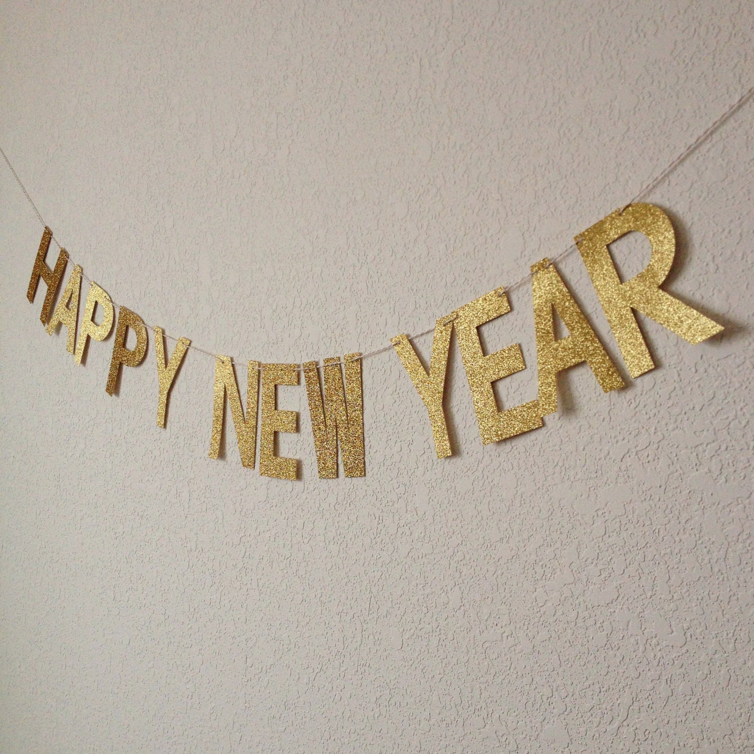 Glitter Happy New Year Banner // Glitter Banner // Gold Glitter Banner ...