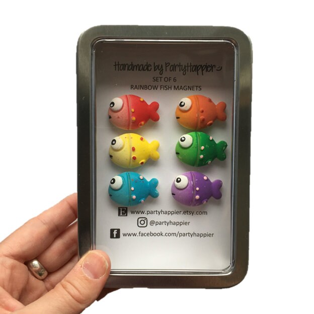 Fish Magnets Tin / Rainbow Fish Magnets / Fridge Magnets / | Etsy