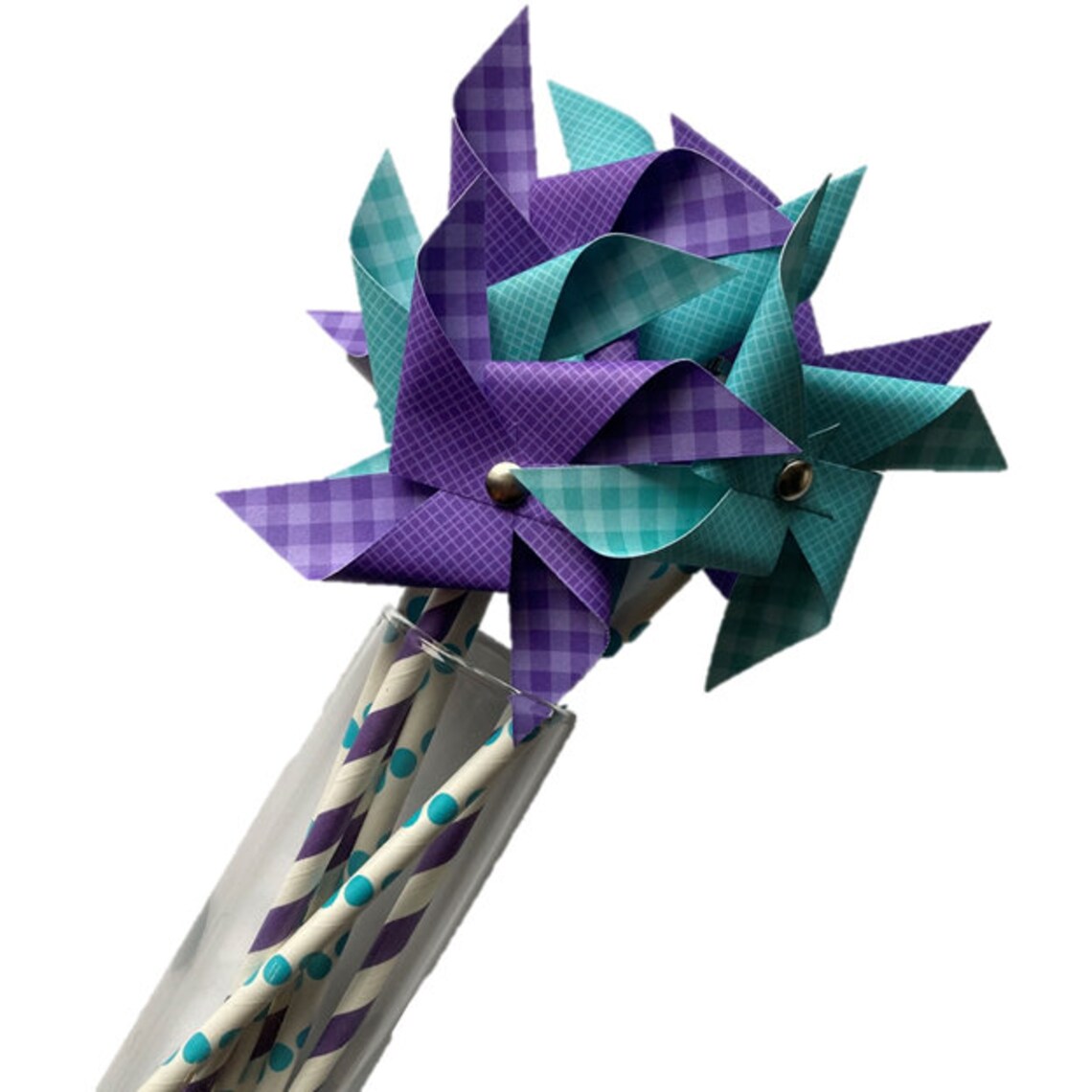 Paper Pinwheels / Blue & Purple Pinwheels / Non-spinning Paper - Etsy
