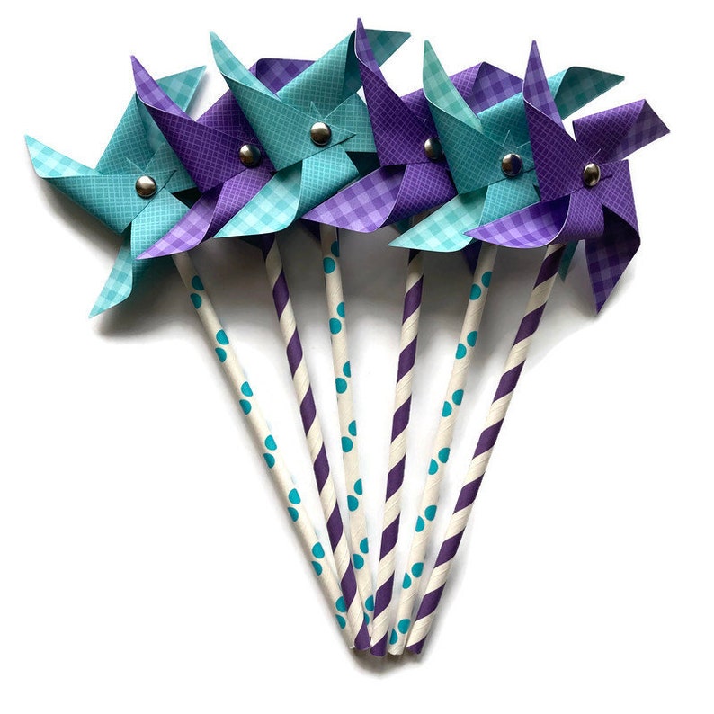 Paper Pinwheels / Blue & Purple Pinwheels / Non-spinning Paper - Etsy